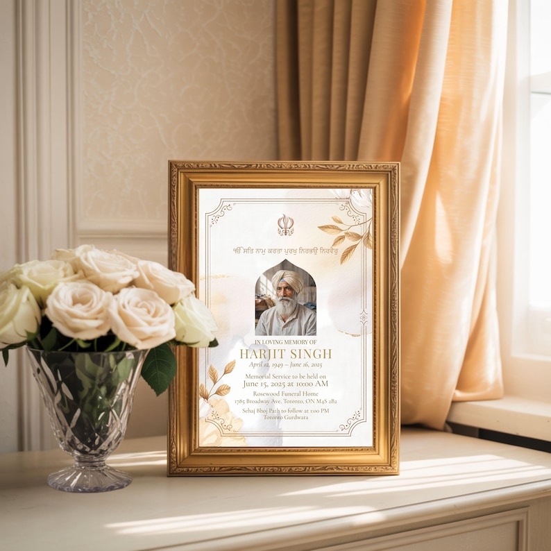 Editable Sikh Memorial Invitation Template, Antim Ardas & Bhog Card ...