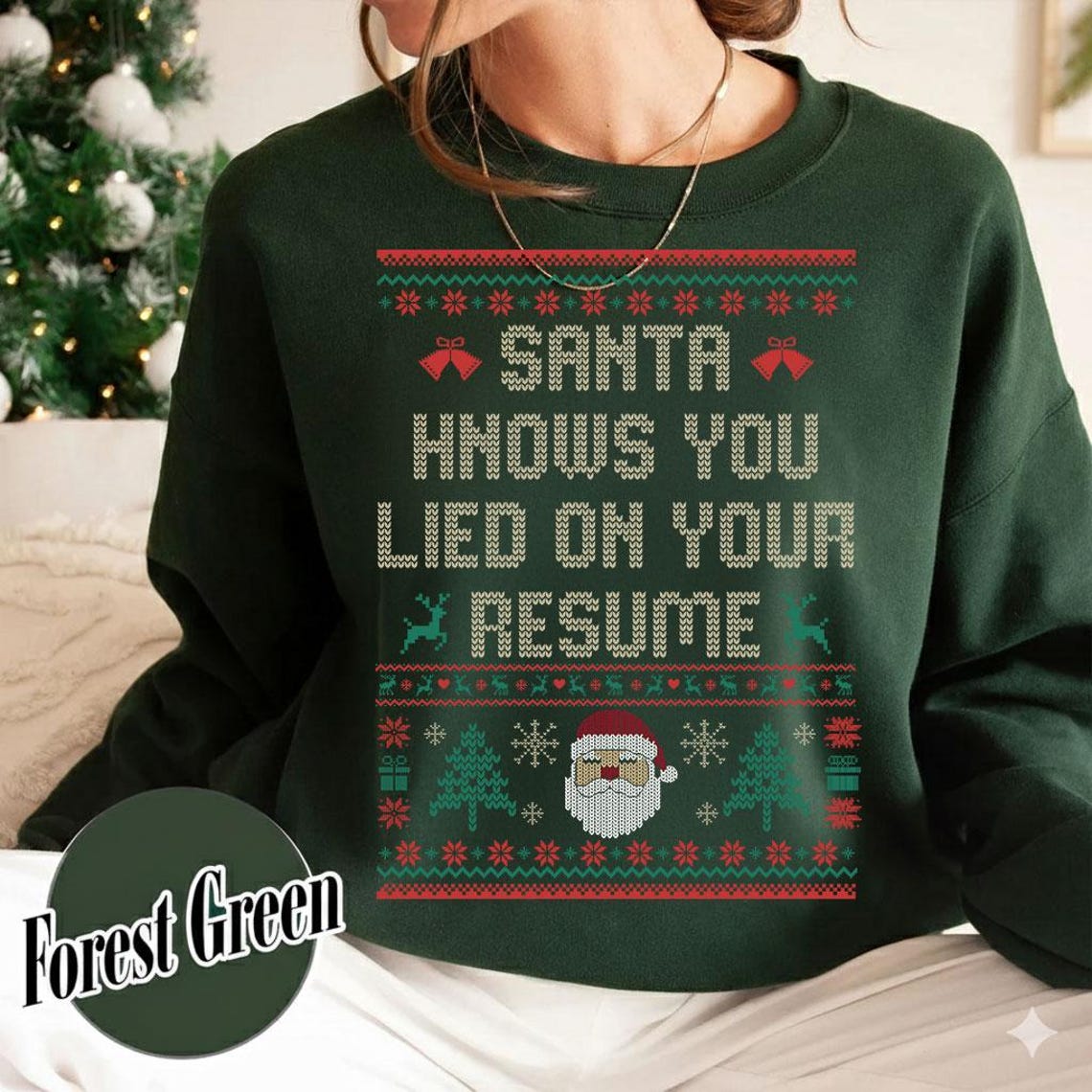 Santa Knows You Lied on Your Resume PNG, Funny Office Christmas, Ugly ...