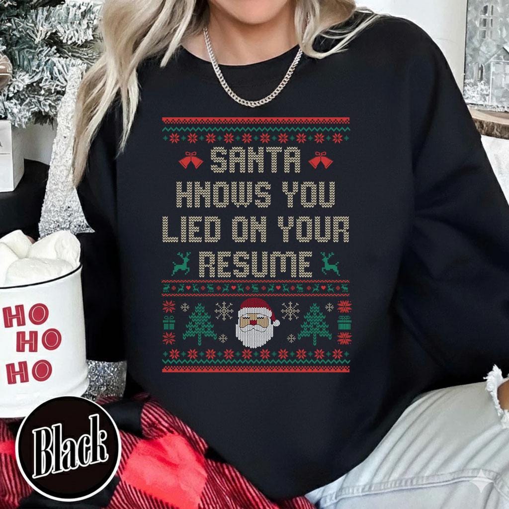 Santa Knows You Lied on Your Resume PNG, Funny Office Christmas, Ugly ...