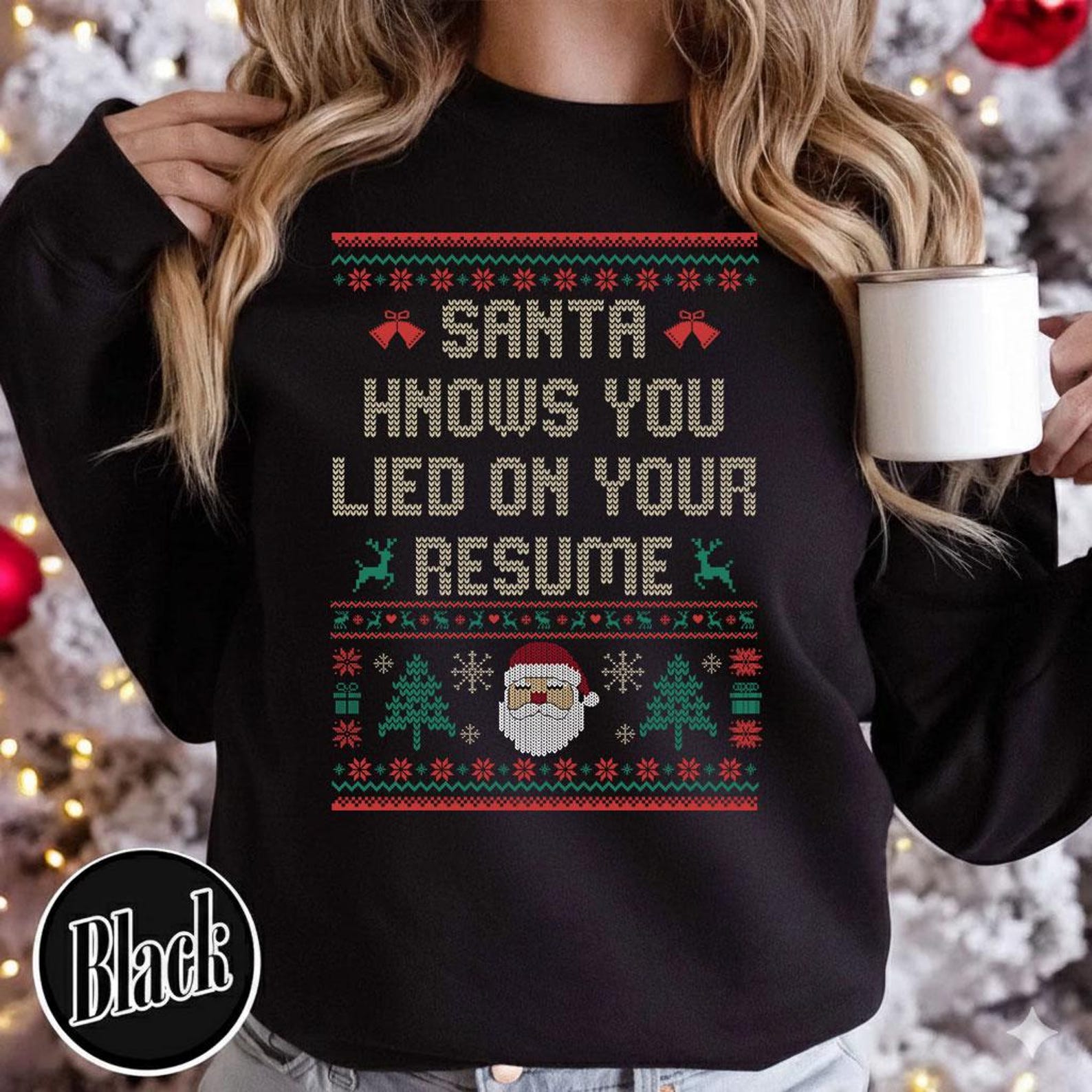 Santa Knows You Lied on Your Resume PNG, Funny Office Christmas, Ugly ...