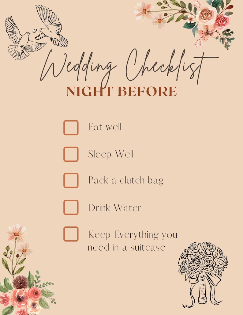 One Month Wedding Countdown Checklist Digital Download Printable PDF - Etsy