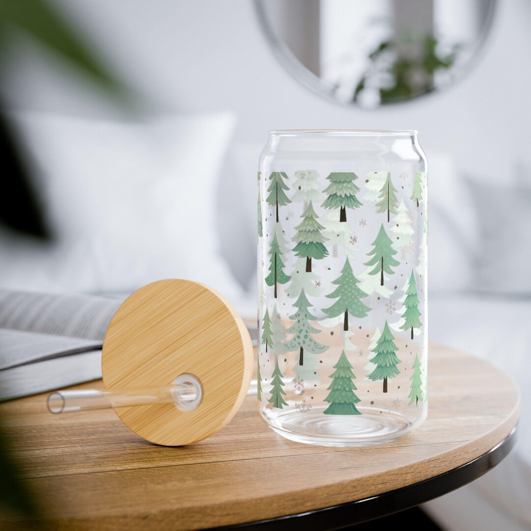Eco-friendly Christmas Tree-themed Sipper Glass, 16oz, Reusable Straw ...