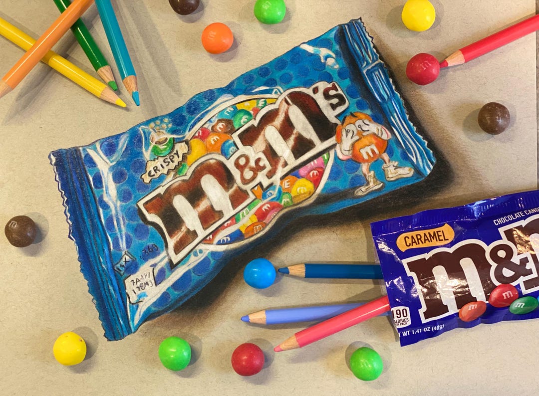Beautiful Hyperrealistic Painting of M & M. Color Technique - Etsy