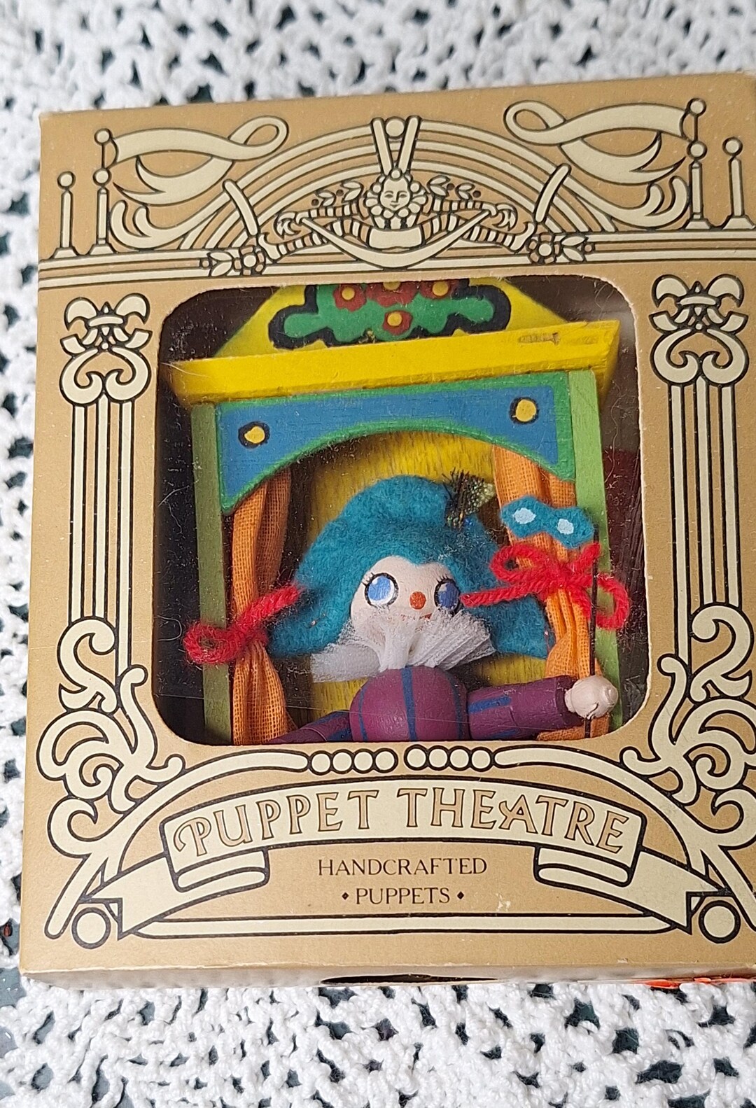 Vintage Wooden Christmas Pull String Puppet Marionette Ornament Clown ...