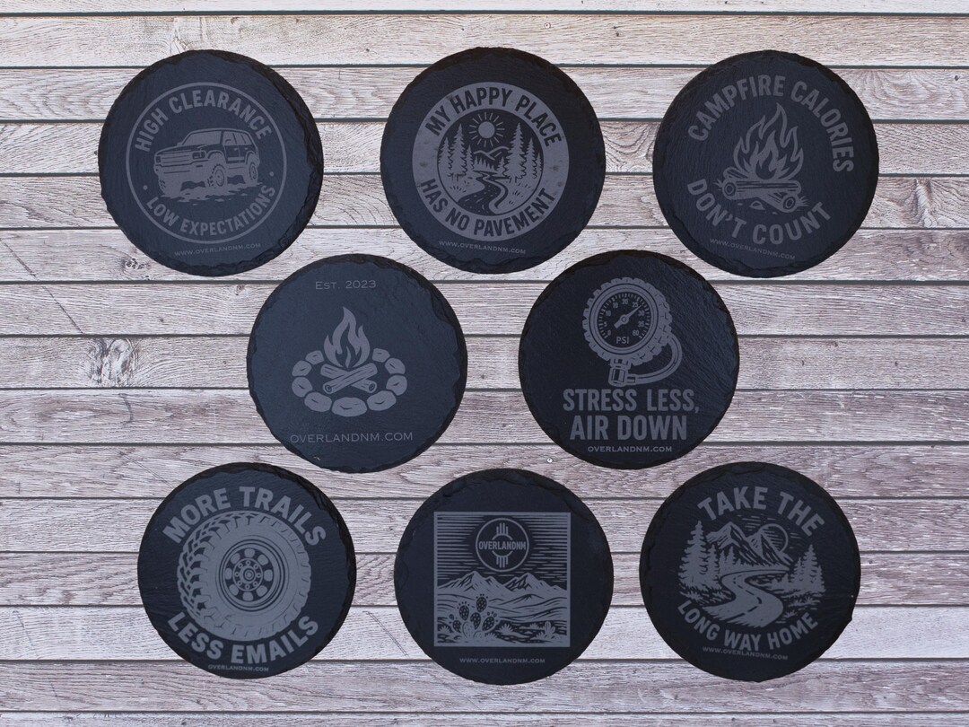 Laser Engraved Slate Coasters – Offroad & Overland Adventure Quotes ...