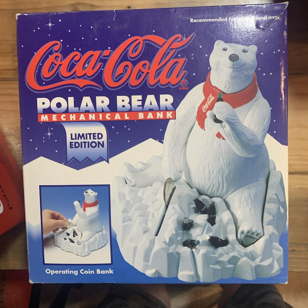 1995 Coca-cola Polar Bear Mechanical Bank Limited Edition by the Ertl ...