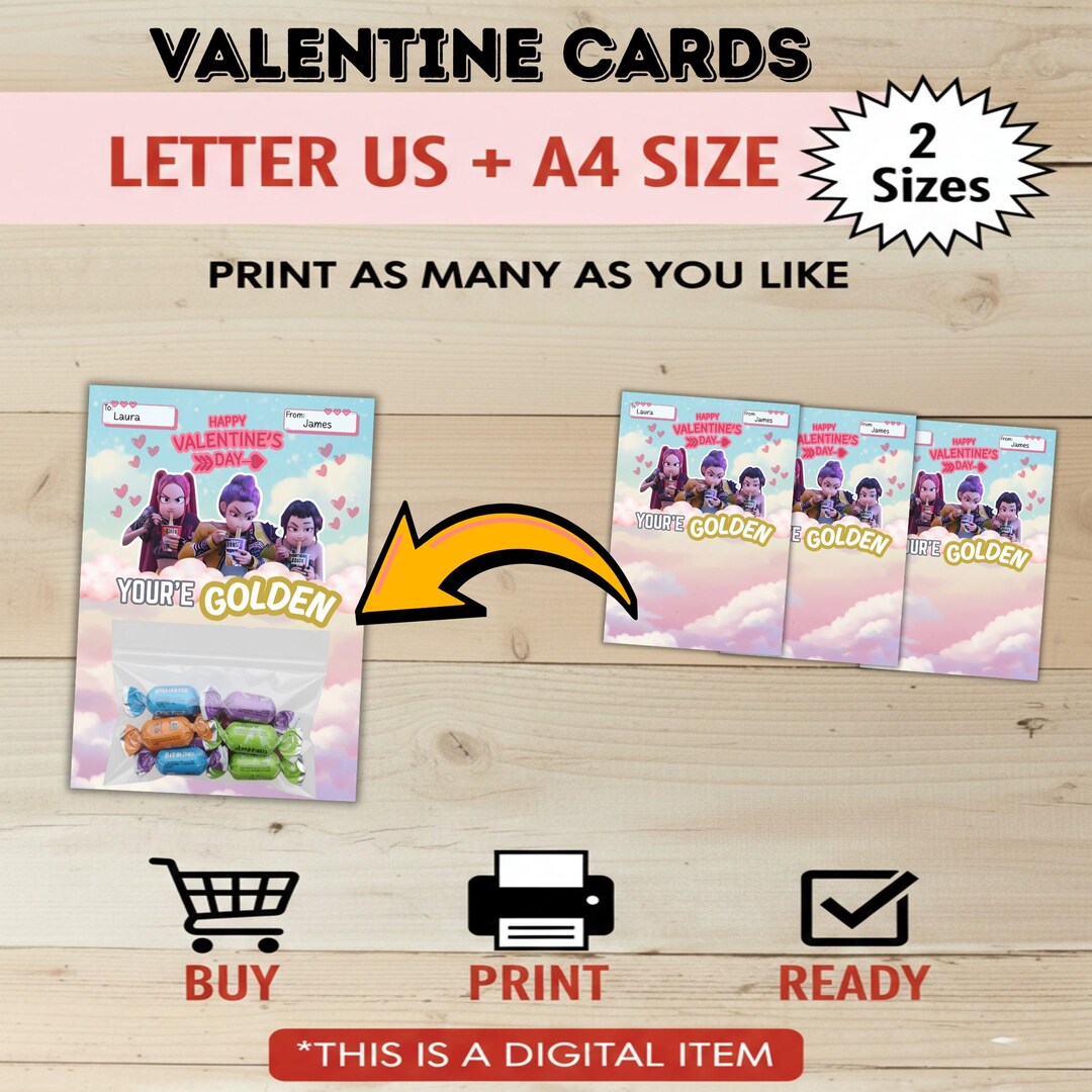 K-pop Demon Hunters Valentine Card, Huntrix Candy Holder (digital ...