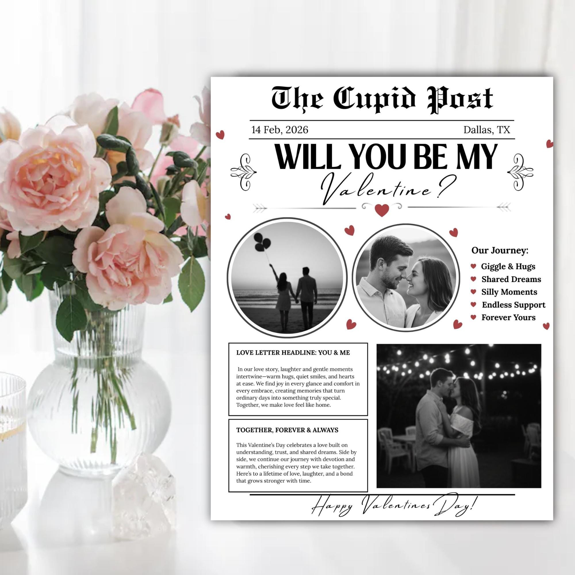 Valentine's Cupid Post Newspaper Template: Valentine Flower Wrap Insert ...