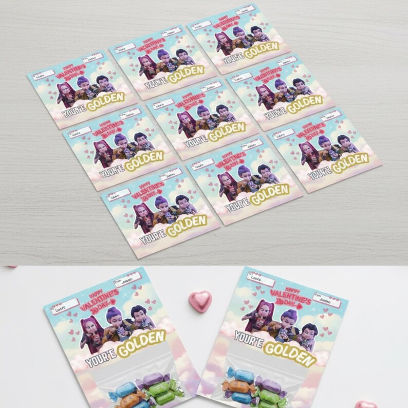 K-pop Demon Hunters Valentine Card, Huntrix Candy Holder (digital ...