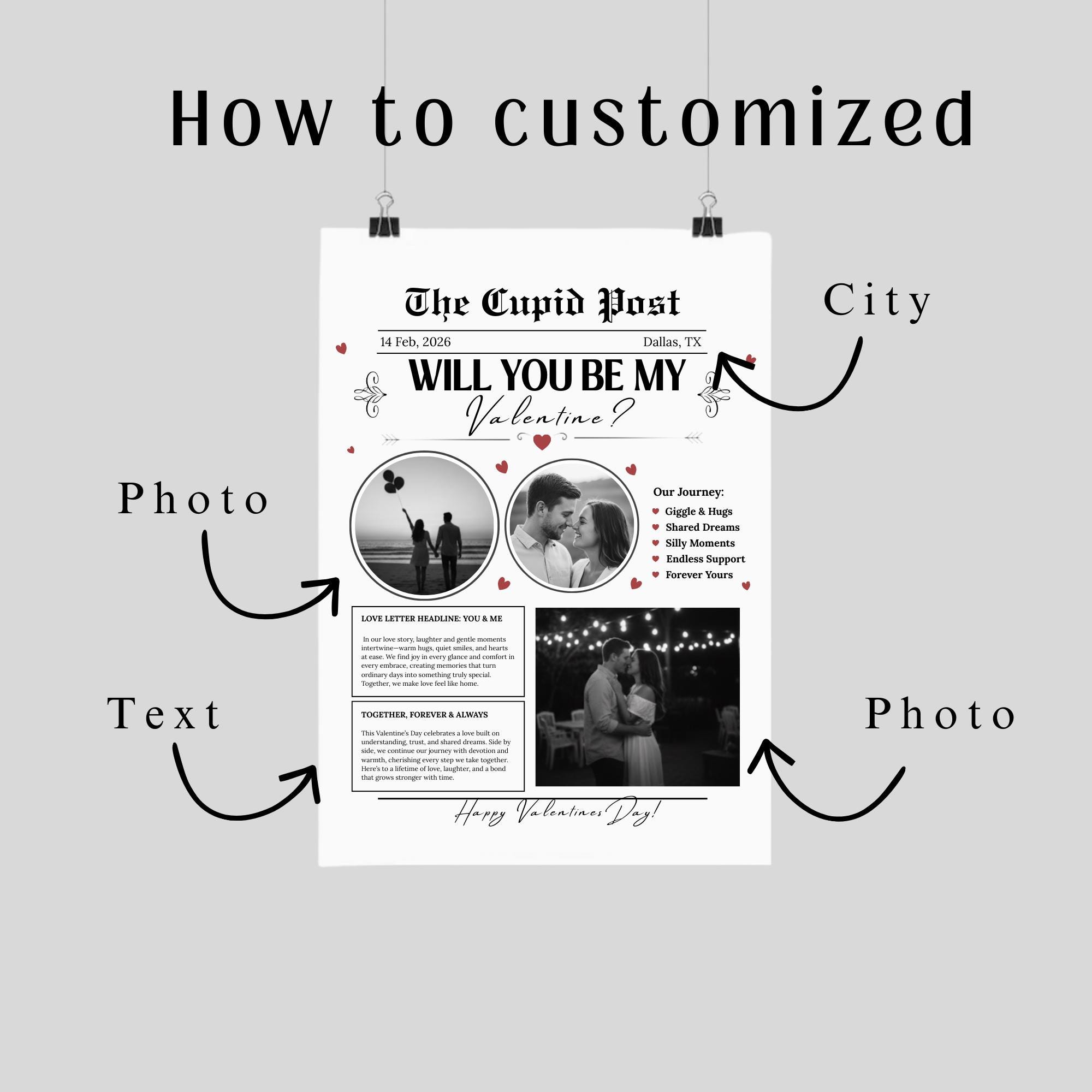 Valentine's Cupid Post Newspaper Template: Valentine Flower Wrap Insert ...