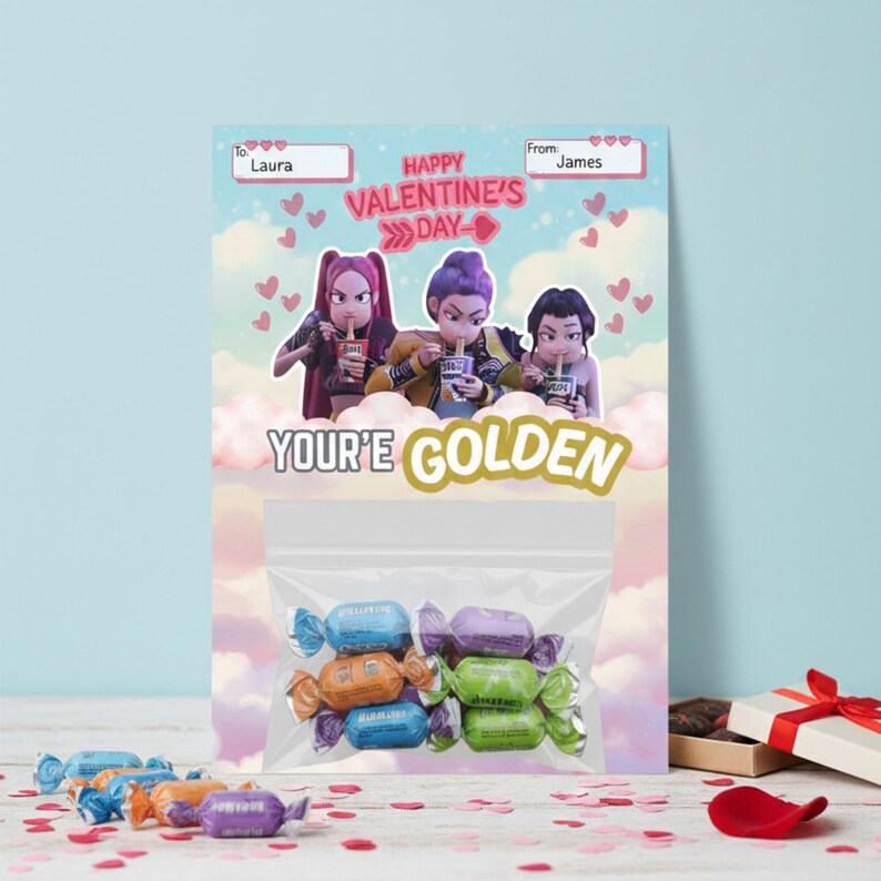 K-pop Demon Hunters Valentine Card, Huntrix Candy Holder (digital ...