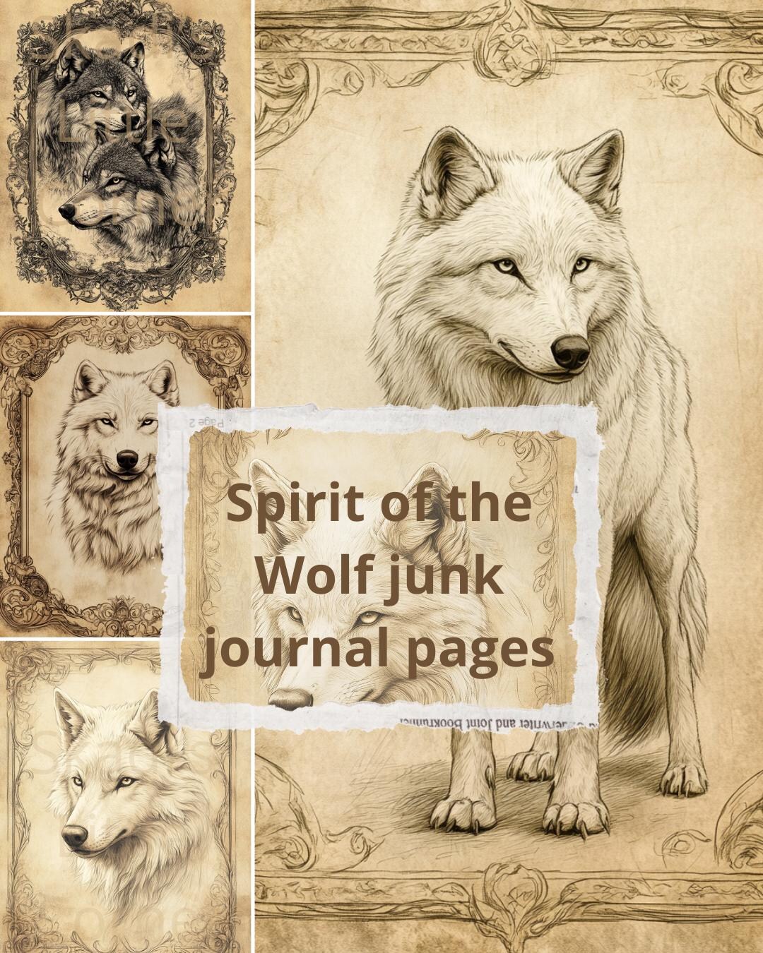 Spirit of the Wolf Junk Journal Pages, Wolf Junk Journal, 24 Aesthetic ...