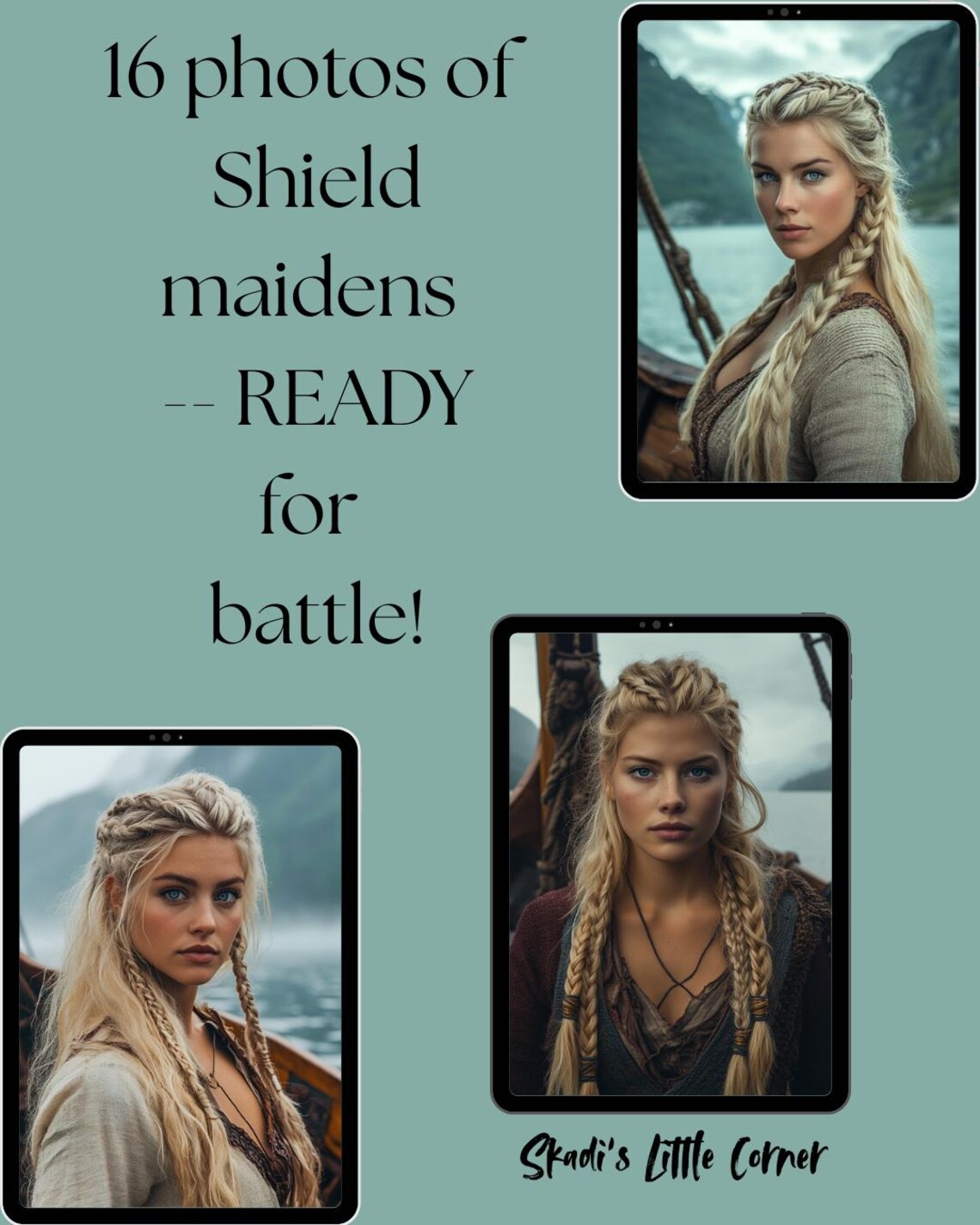Shieldmaiden Viking Ship Portraits: Norse Mythology Junk Journal ...