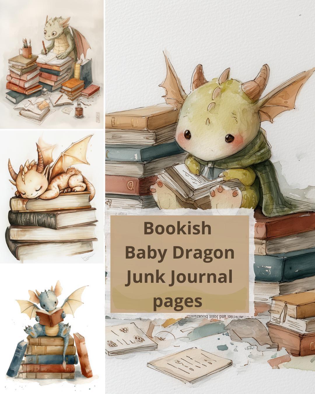 Bookish Baby Dragon Watercolor Set for Junk & Reading Journals - Etsy