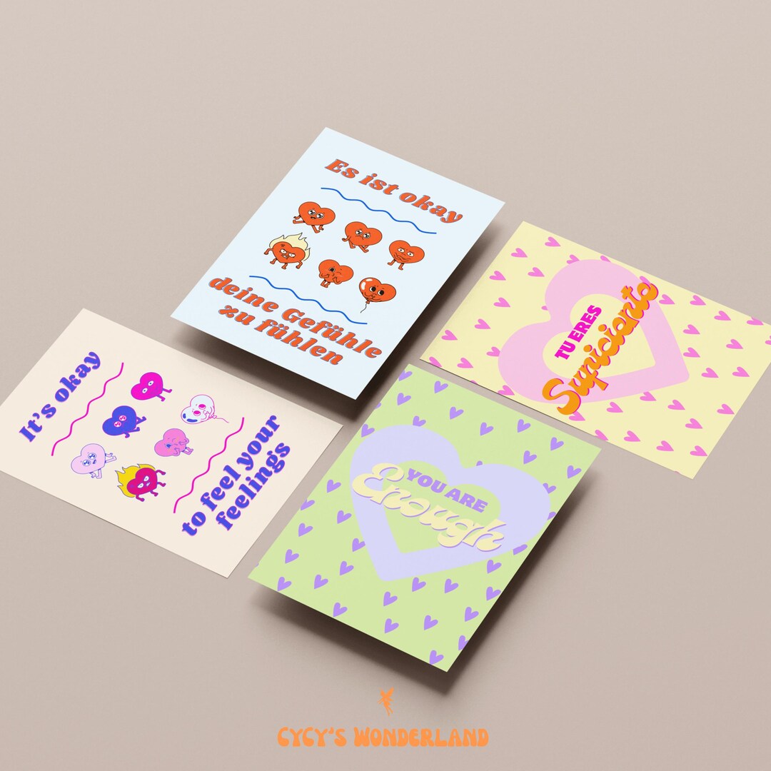 Affirmations Cards Set Canva Motivational Cards Set Birthday Cards Set ...