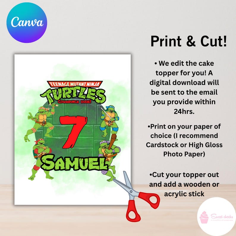 Ninja Turtles Digital Cake Topper - Etsy