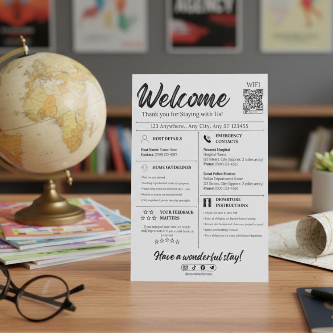 Editable Vacation Rental Welcome Sign Canva Template, Guest Welcome ...