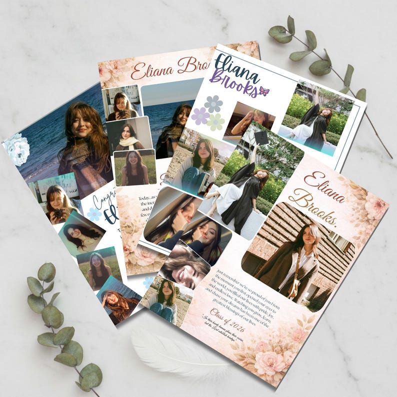 Editable Senior Yearbook Ad Template Full Page Graduation Photo Collage ...