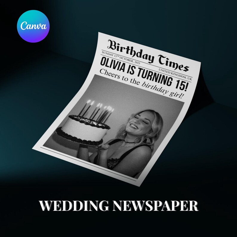 Birthday Newspaper Template, Custom Birthday Newspaper & Magazine, 16th ...