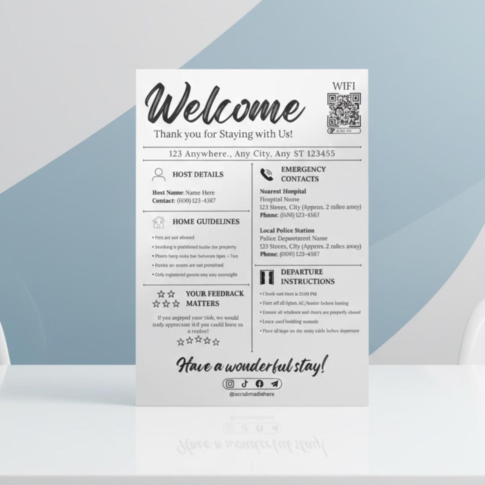 Editable Vacation Rental Welcome Sign Canva Template, Guest Welcome ...