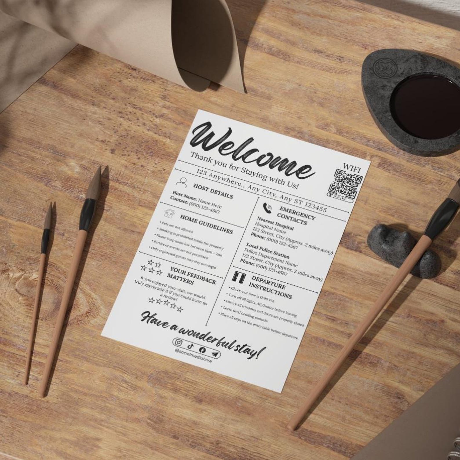 Editable Vacation Rental Welcome Sign Canva Template, Guest Welcome ...