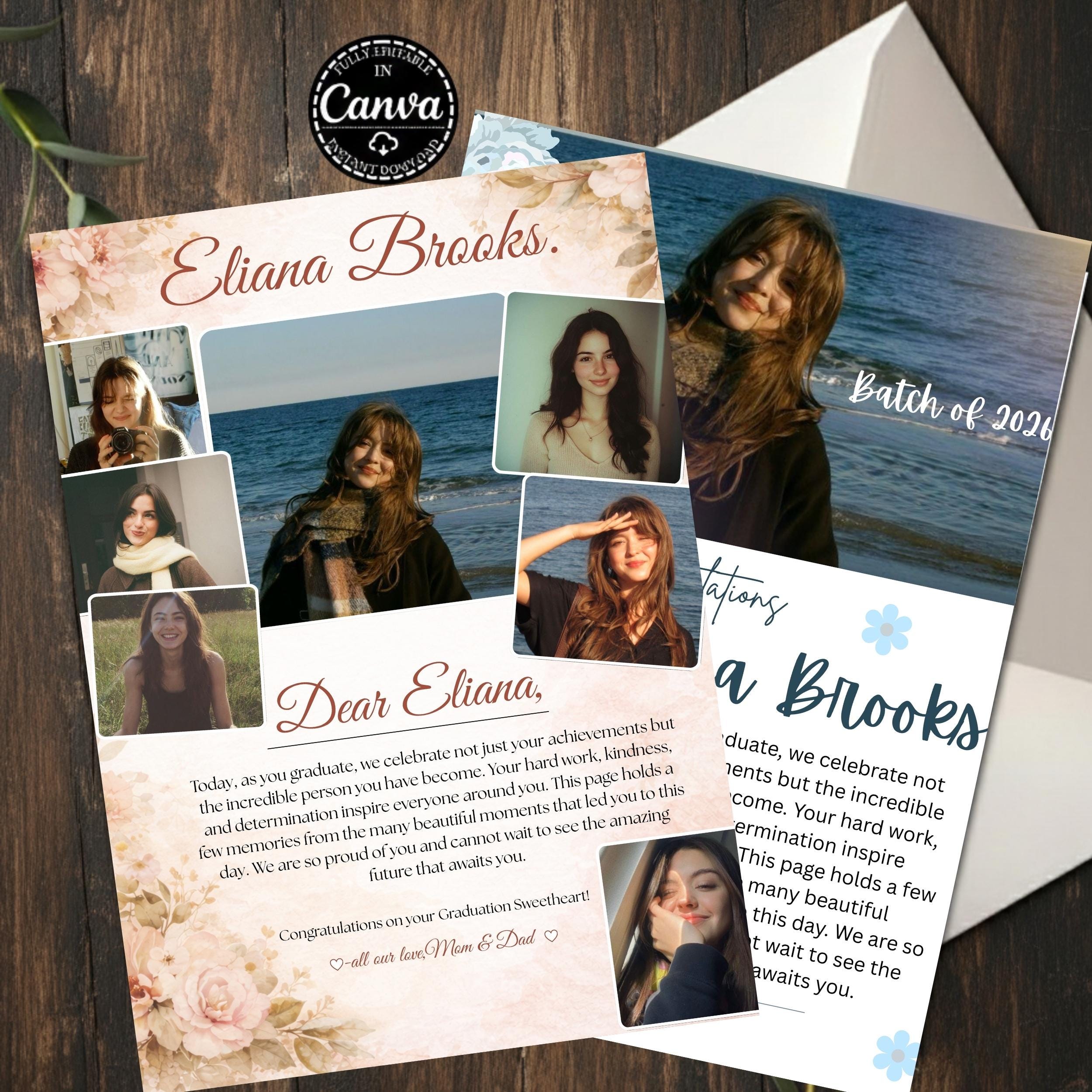 Editable Senior Yearbook Ad Template Full Page Graduation Photo Collage ...