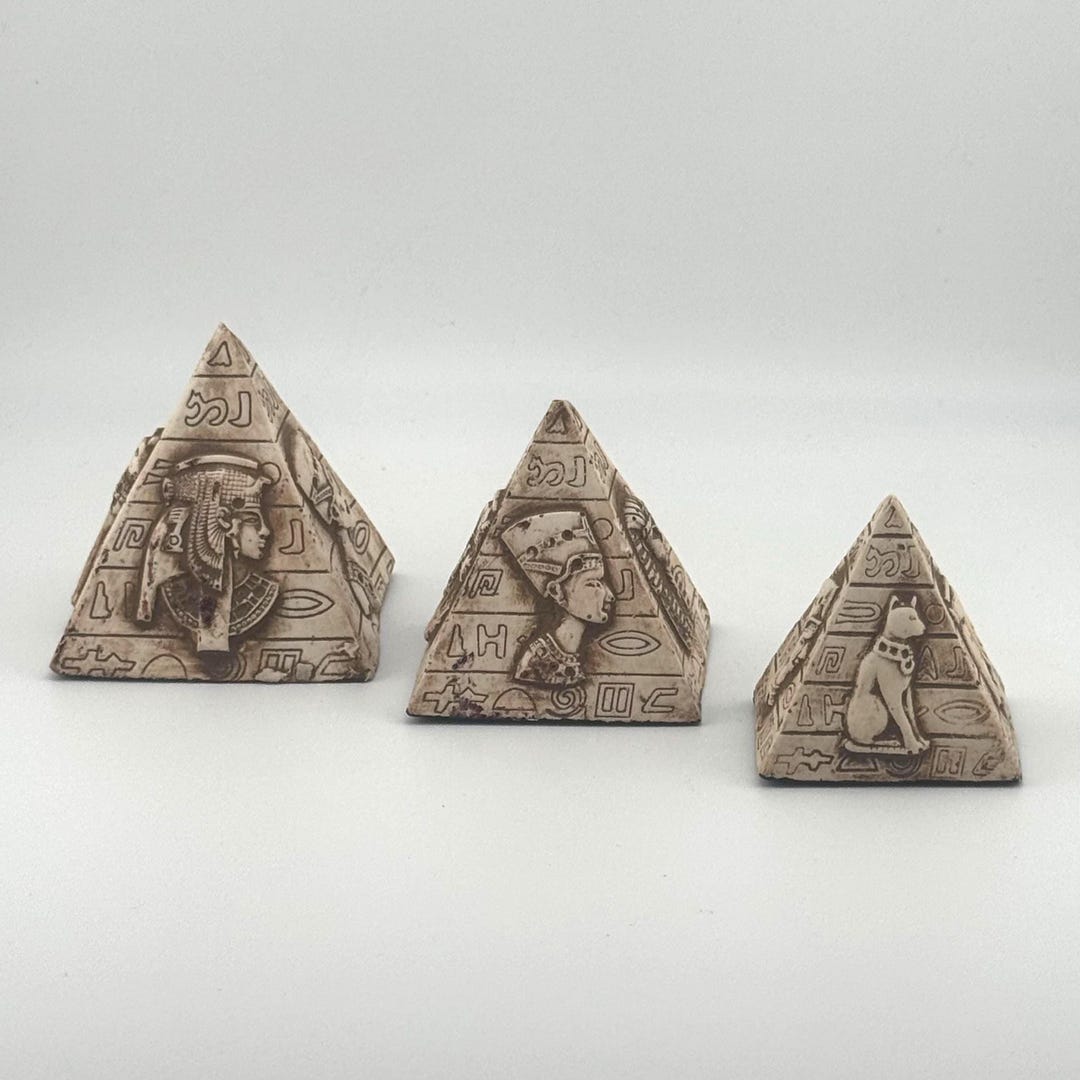 Set of Three Vintage Egyptian Miniature Resin Pyramids – Unique Pharaoh ...