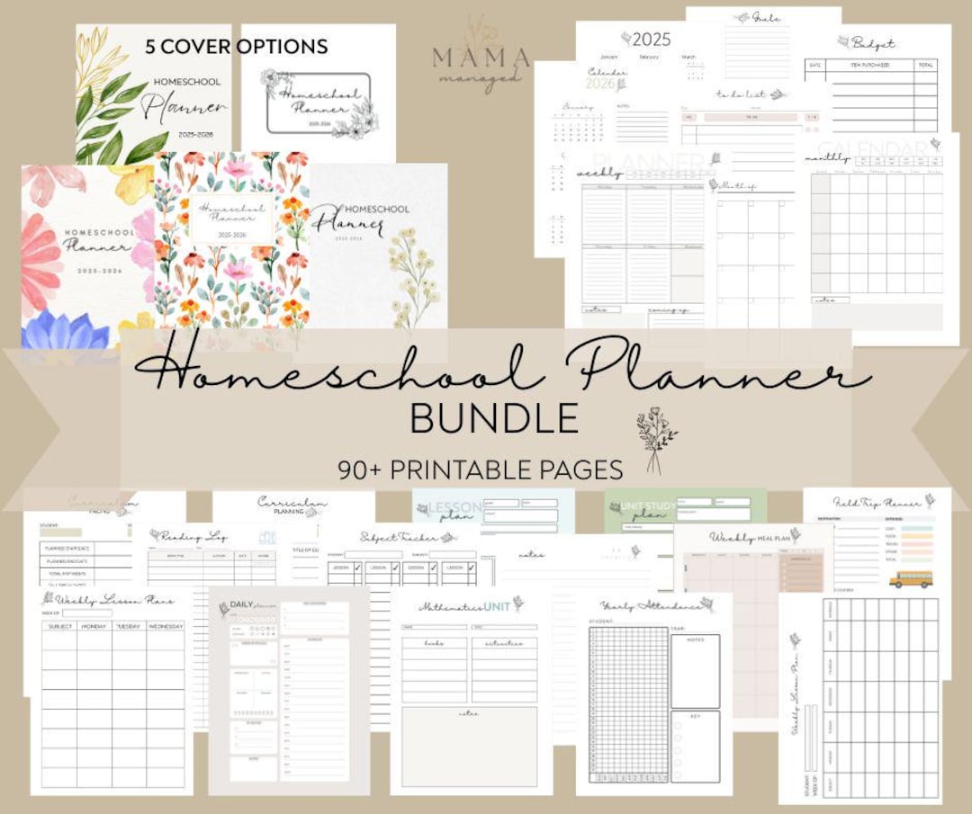 Homeschool Teacher Printable Planner Bundle Digital Download 2025-2026 ...