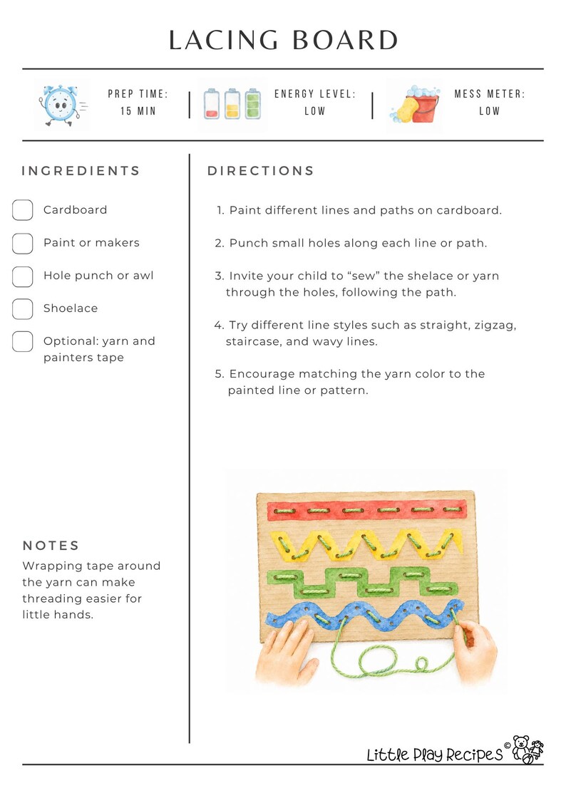Fine Motor Activities for Toddlers | Lacing Board | Yarn Weaving ...