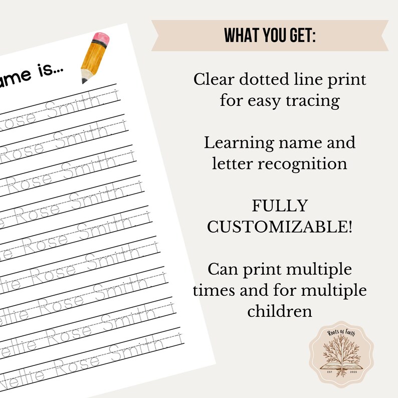 Customizable Writing Practice, My Name Tracing Worksheet, Preschool ...
