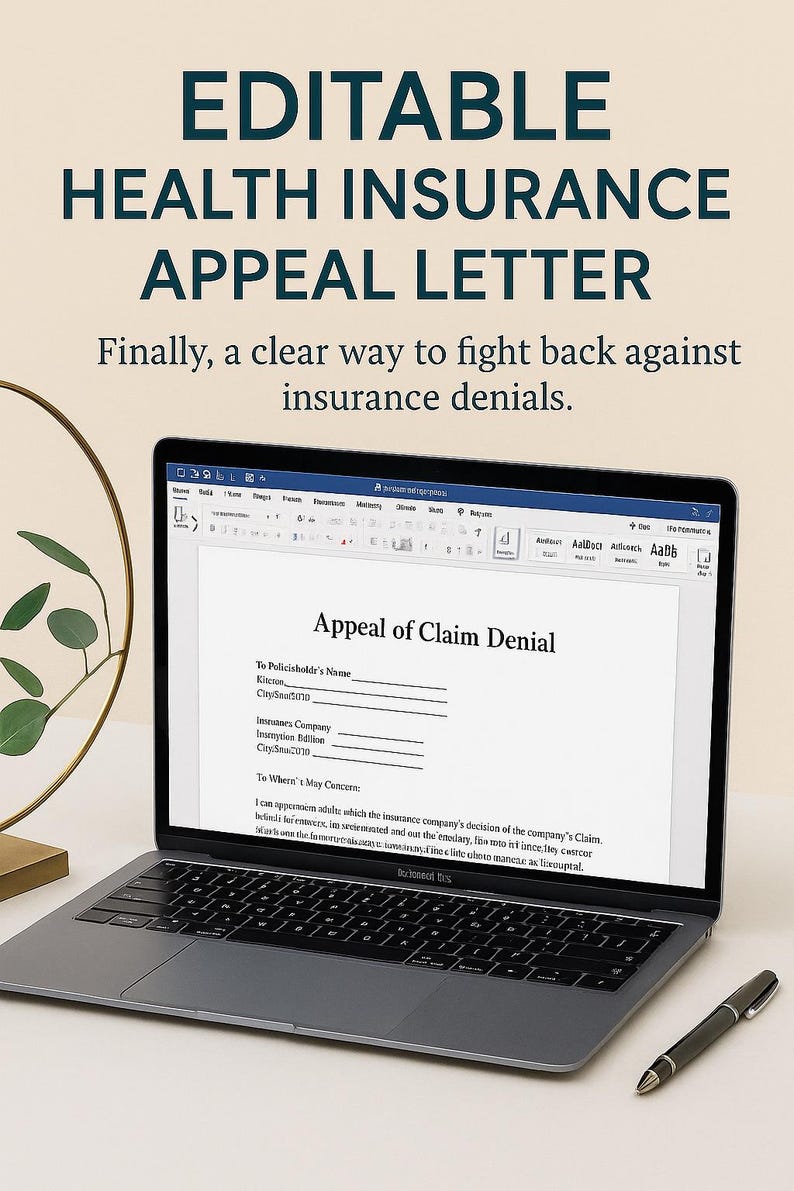 Editable Health Insurance Appeal Letter Template | Denied Claim Support ...