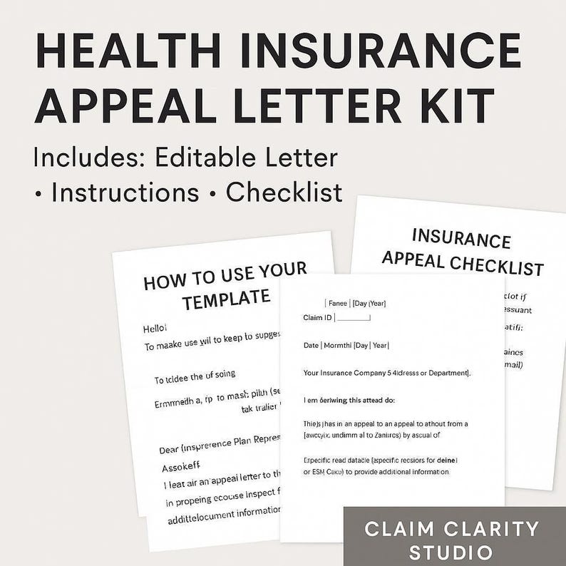 Editable Health Insurance Appeal Letter Template | Denied Claim Support ...