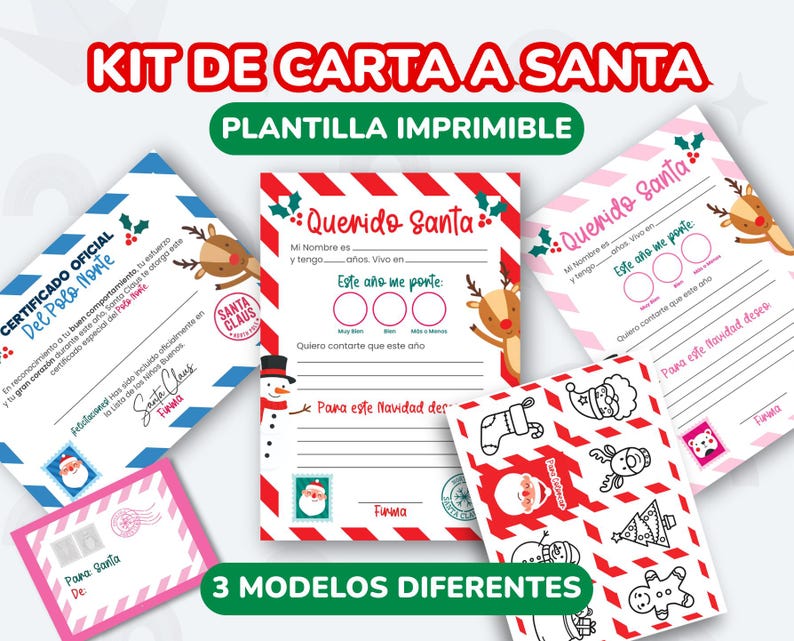 Printable PDF Kit: Letter to Santa, Christmas Activities for Kids ...