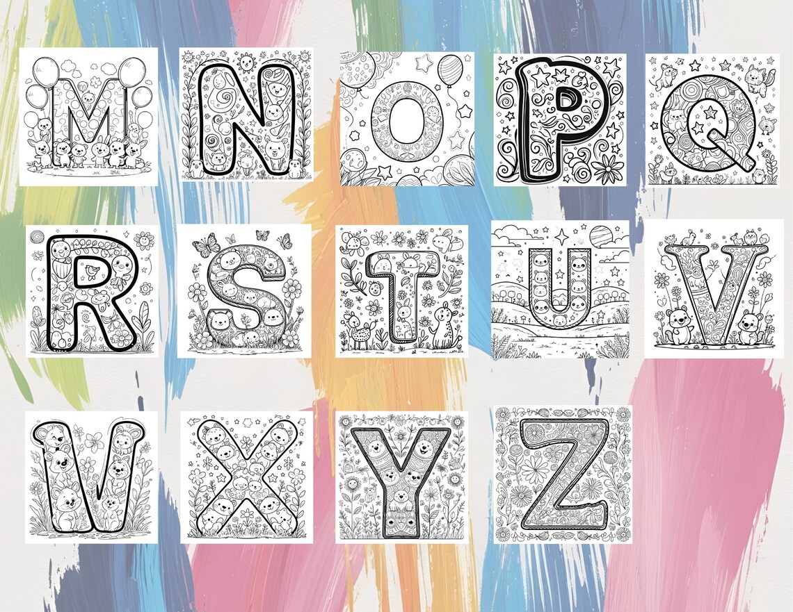 Digital Alphabet Coloring Pages for Adults and Children - Etsy