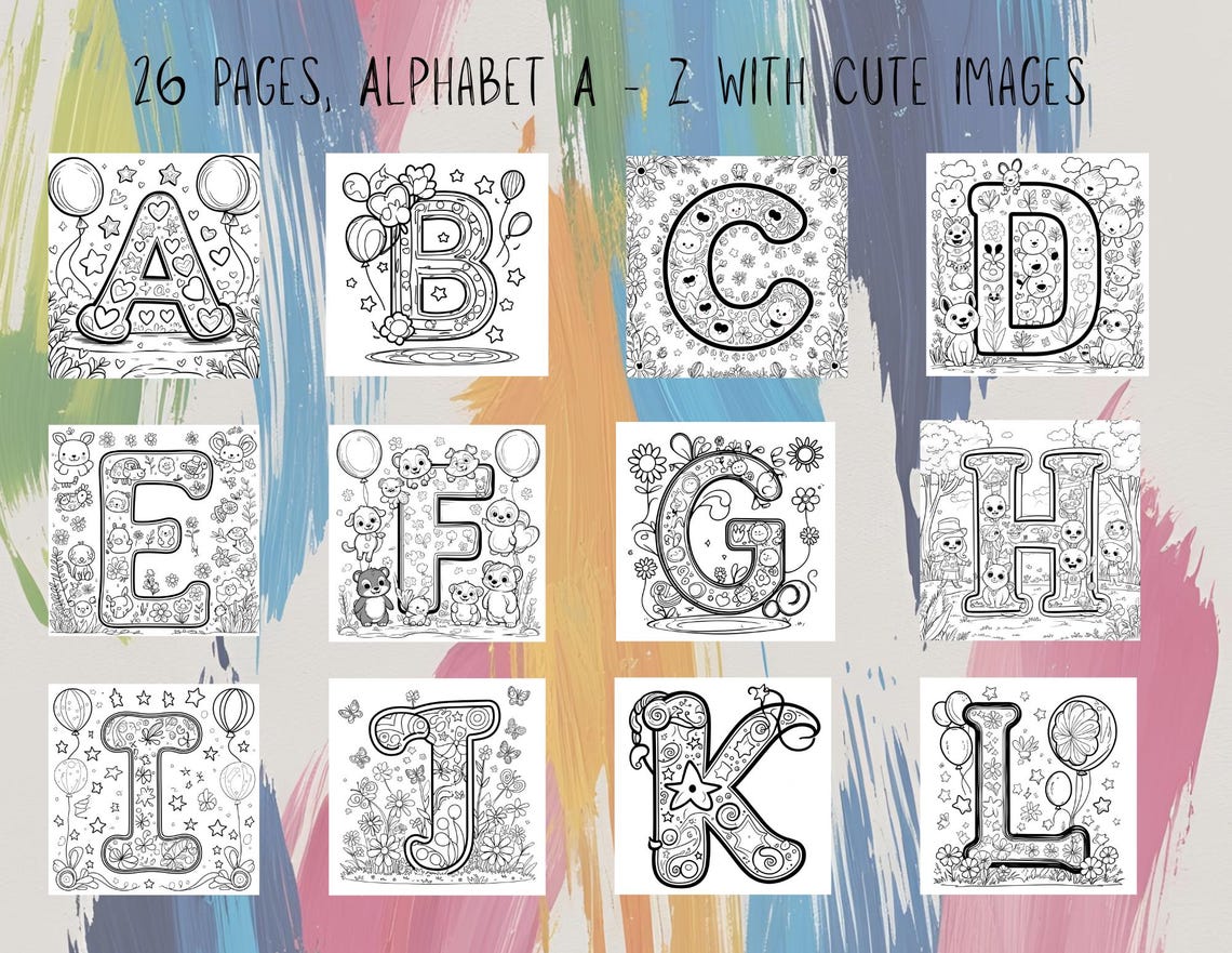 Digital Alphabet Coloring Pages for Adults and Children - Etsy