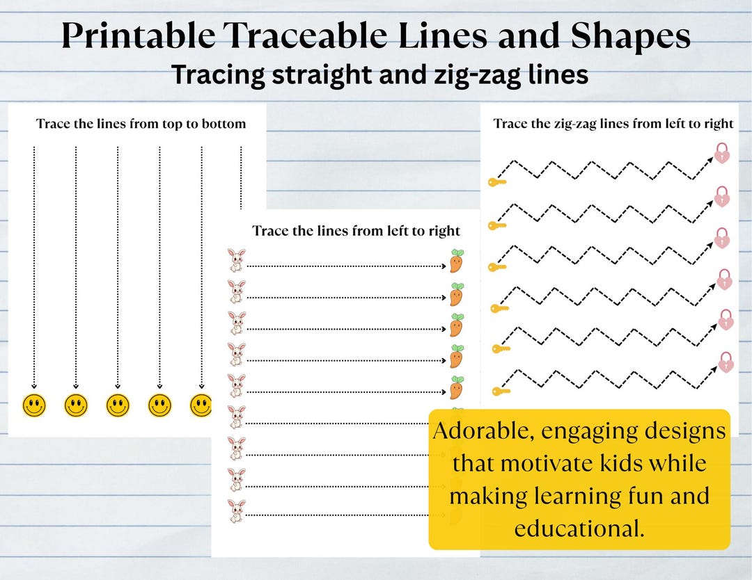 Printable Handwriting Tracing Lines Shapes for Kids Fine Motor Skills ...