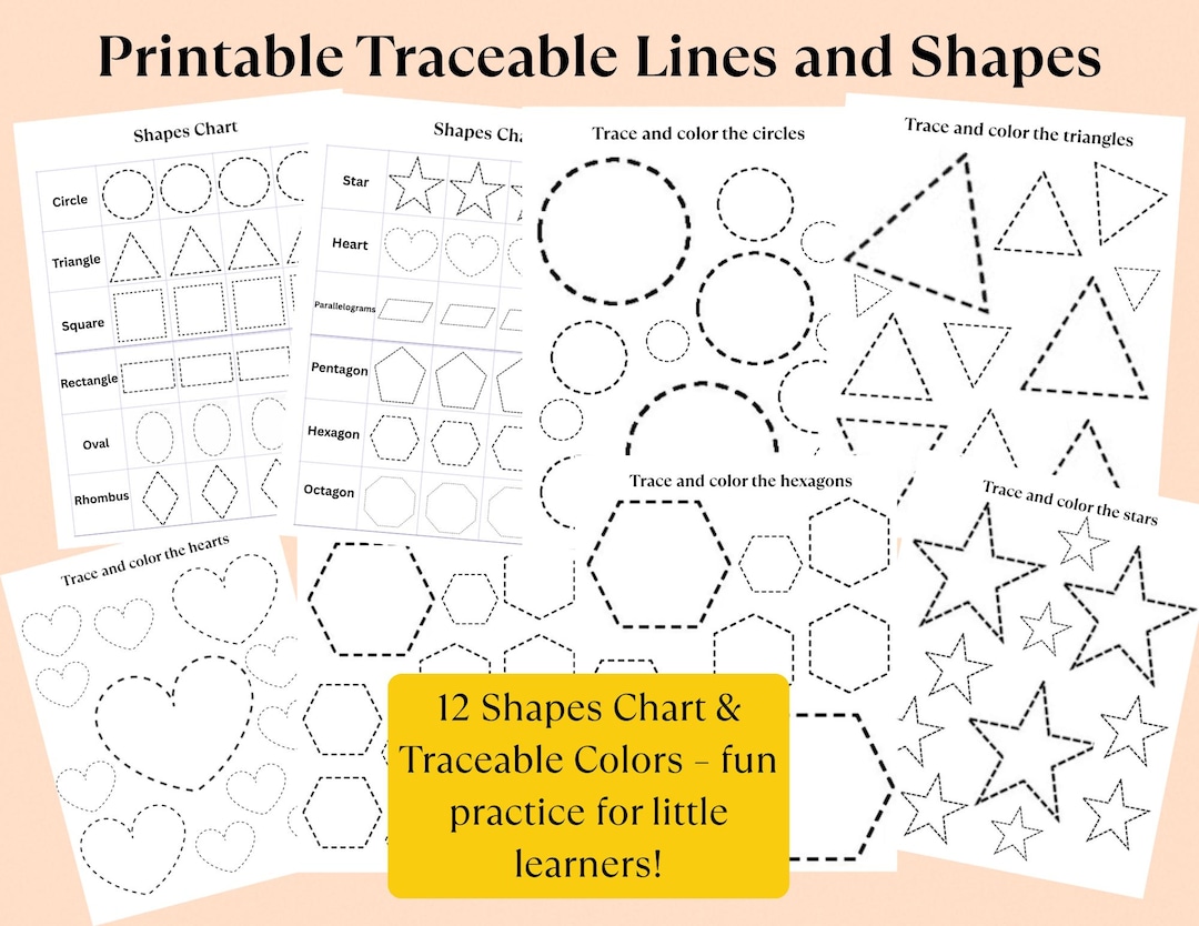 Shapes and Lines Tracing Worksheets: Fine Motor Skills Practice (PDF ...