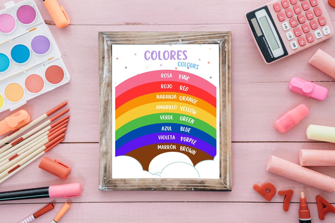Bilingual Colors Poster Spanish English | Kids Room Wall Art Printable ...