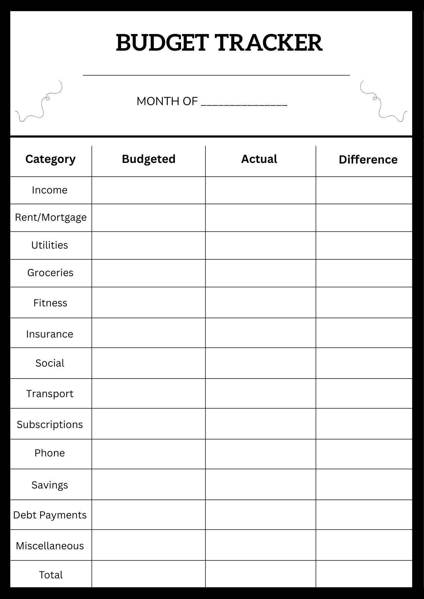 Monthly Budget Tracker - Etsy