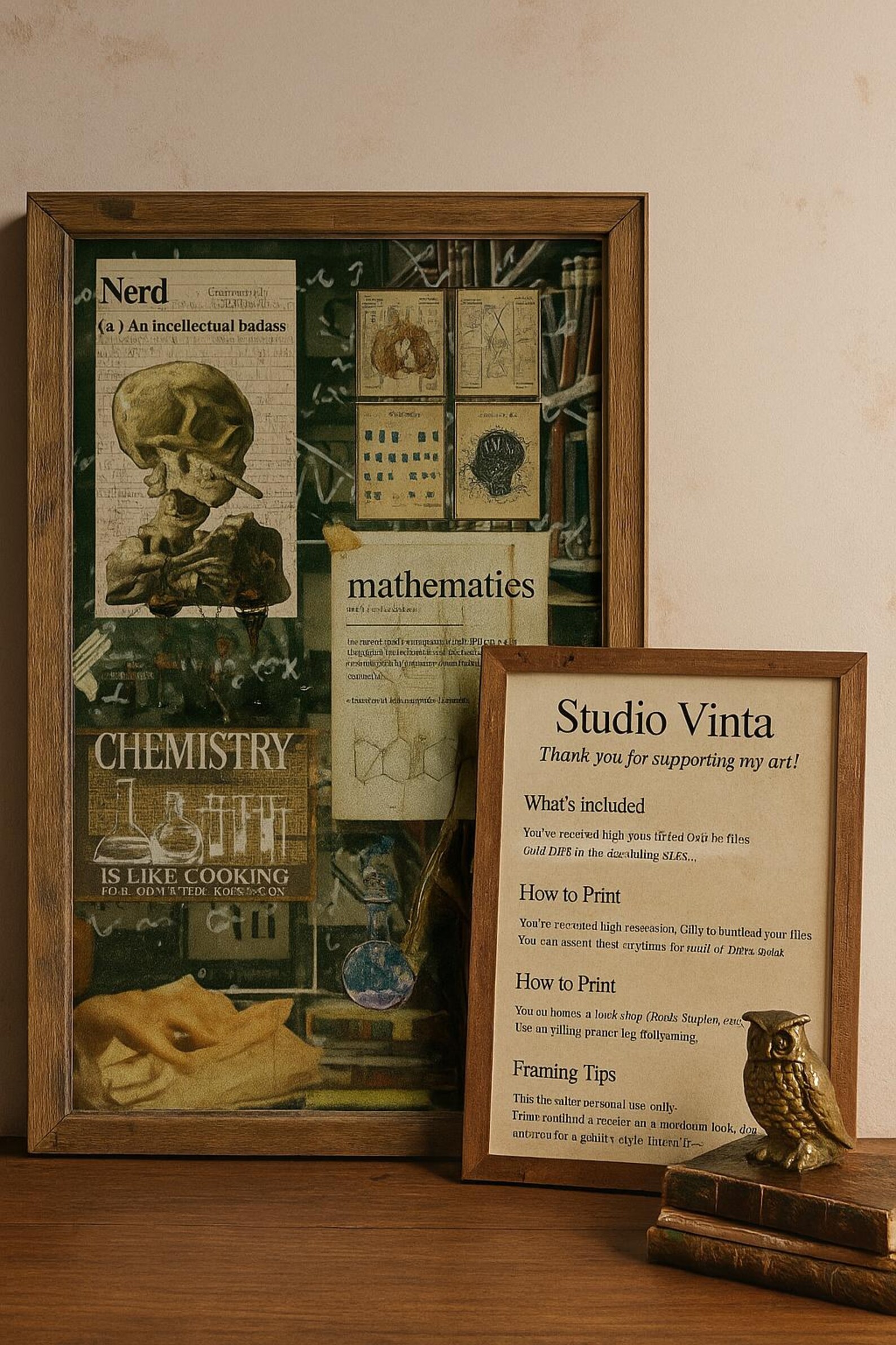 Vintage Science Collage Wall Art – Aesthetic Chemistry & Math Poster ...