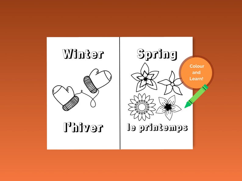 Bilingual Colouring Flash Cards - Days of the Weeks AND Seasons ...