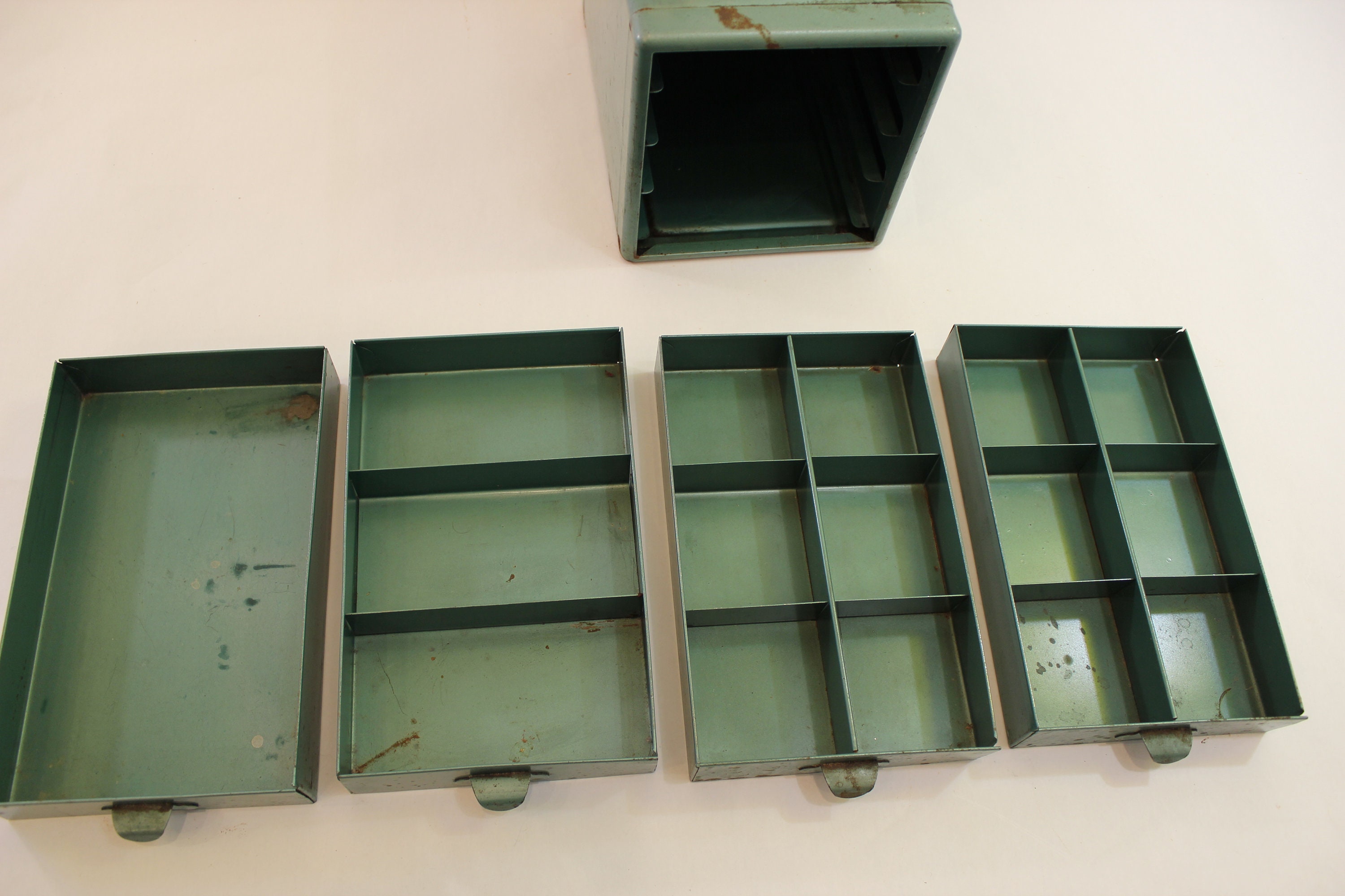 Metal Box, Green, File A Way Chest, Metal, Drawers, Storage ...