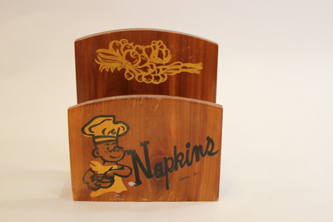Napkin Holder, Cedar, Wood, Little Boy Chef - Etsy
