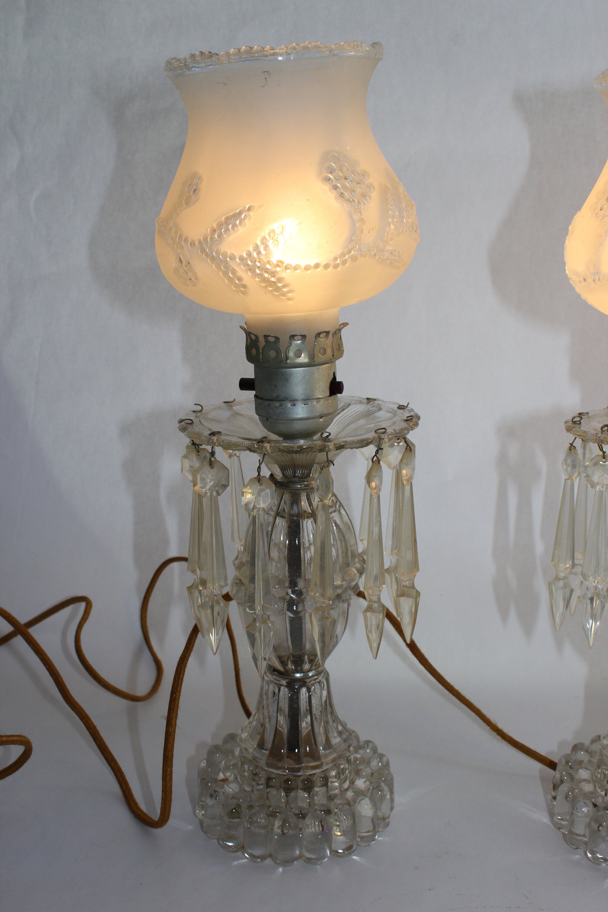 Boudoir Light Lamp Glass Frosted Shade Prism Vanity - Etsy