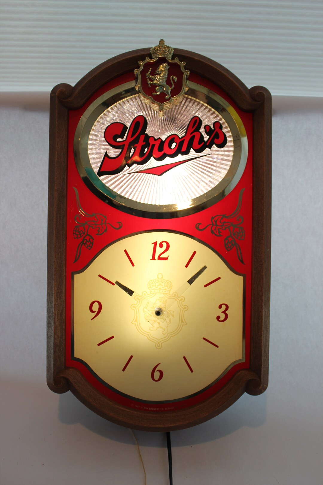 Stroh's Clock Beer Sign Lighted Lighted Beer Sign - Etsy