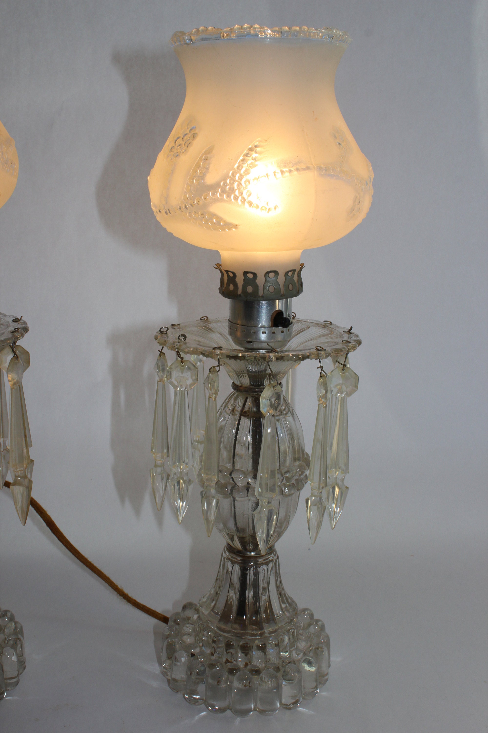 Boudoir Light Lamp Glass Frosted Shade Prism Vanity - Etsy