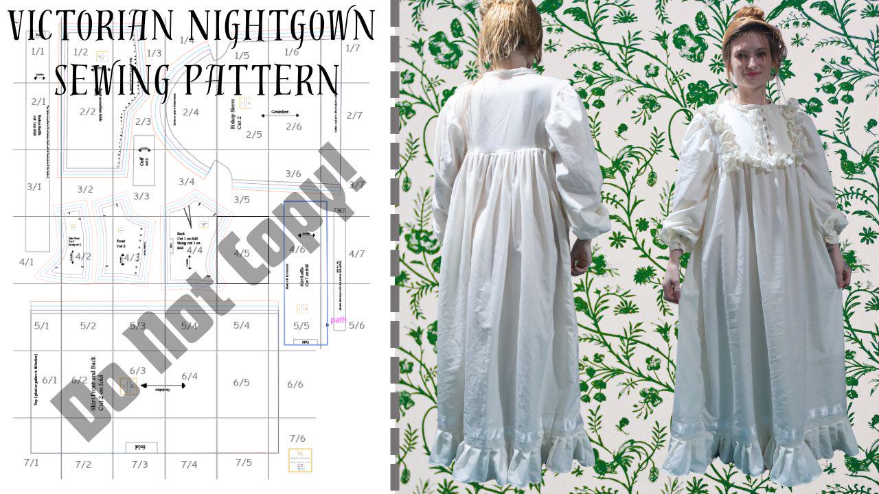 Victorian Nightgown Sewing Pattern: Ruffled Edwardian Sleepwear ...