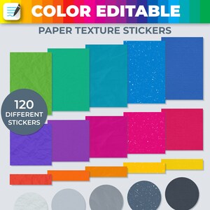 Color Changing Stickers PAPER TEXTURE Note Stickers Digital | Etsy