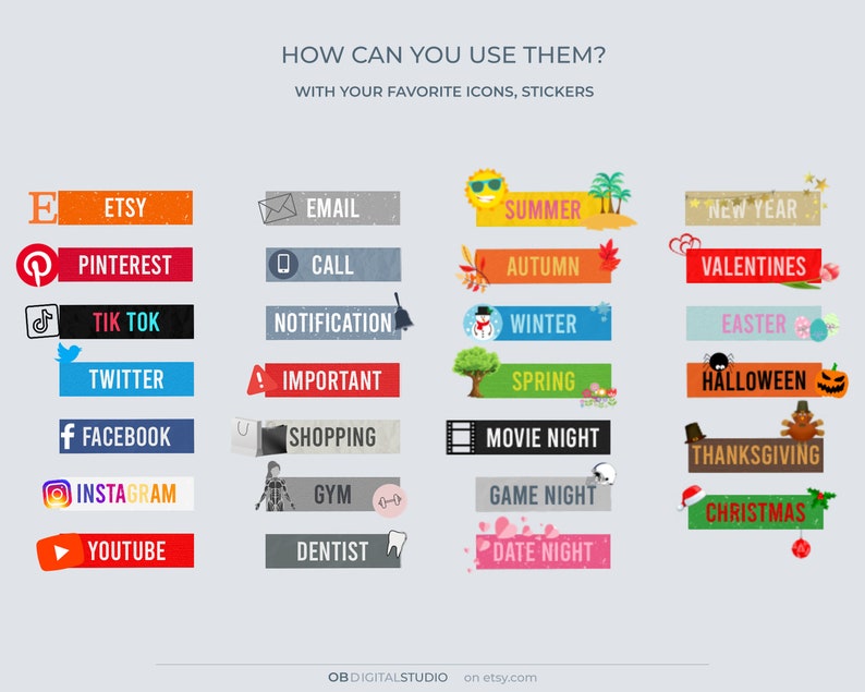 Color Changing Stickers WORDS & LABELS Stickers Essential - Etsy