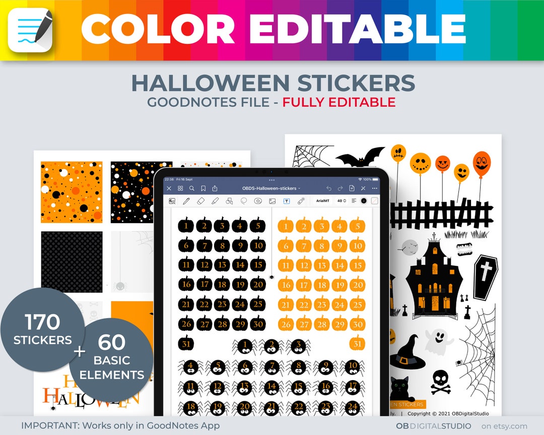 Color Changing Stickers, HALLOWEEN Stickers, Goodnotes Digital Stickers ...